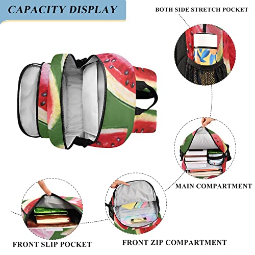 ALAZA Watercolor Watermelon on Green Casual Backpack Bag Travel Knapsack Bags