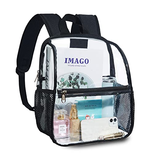 Clear Backpack Stadium Approved, Clear Mini Backpack with Adjustable Straps, See Through Backpack for Stadium, Concert, Sports, Work,Security