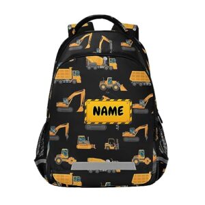 uwsg excavator watercolor yellow truck school backpack for girls boys，bookbag daypack rucksack with padded straps, fits 6 to 12 years old