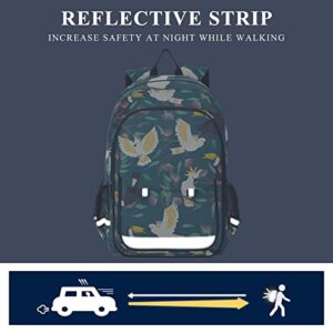 Glaphy Toucans and Cockatoo Birds School Backpack Lightweight Laptop Backpack Student Travel Daypack with Reflective Stripes