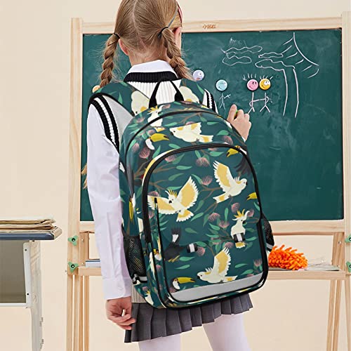 Glaphy Toucans and Cockatoo Birds School Backpack Lightweight Laptop Backpack Student Travel Daypack with Reflective Stripes