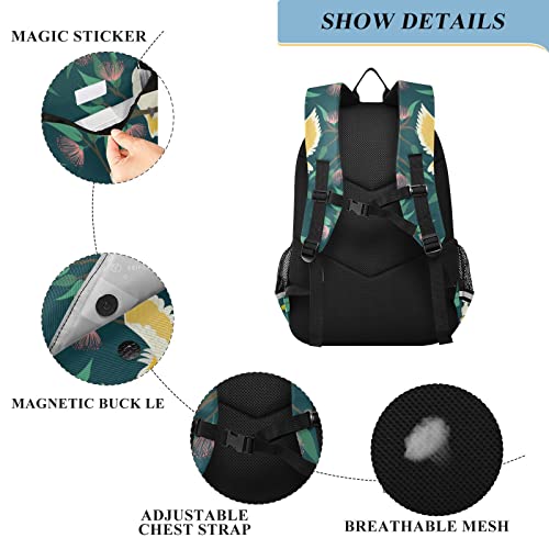 Glaphy Toucans and Cockatoo Birds School Backpack Lightweight Laptop Backpack Student Travel Daypack with Reflective Stripes