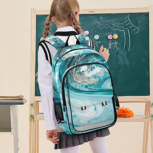 Glaphy Abstract Ocean Blue Marble Backpack School Bag Lightweight Laptop Backpack Student Travel Daypack