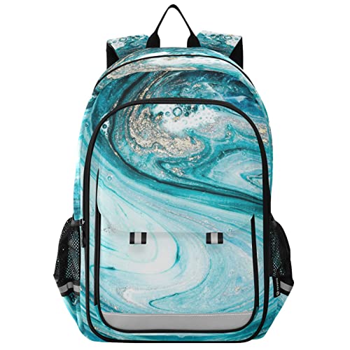 Glaphy Abstract Ocean Blue Marble Backpack School Bag Lightweight Laptop Backpack Student Travel Daypack