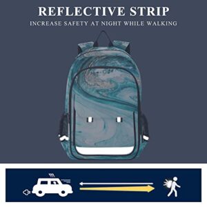 Glaphy Abstract Ocean Blue Marble Backpack School Bag Lightweight Laptop Backpack Student Travel Daypack