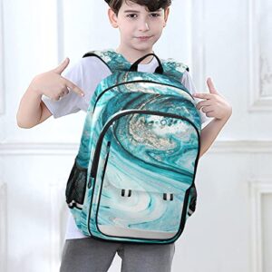 Glaphy Abstract Ocean Blue Marble Backpack School Bag Lightweight Laptop Backpack Student Travel Daypack