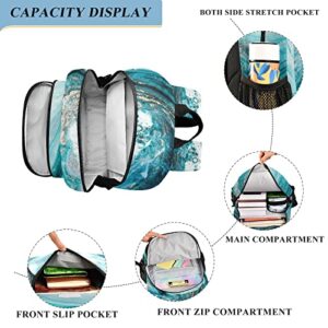 Glaphy Abstract Ocean Blue Marble Backpack School Bag Lightweight Laptop Backpack Student Travel Daypack