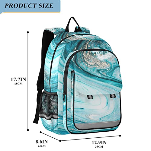 Glaphy Abstract Ocean Blue Marble Backpack School Bag Lightweight Laptop Backpack Student Travel Daypack