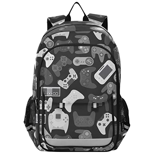 Glaphy Video Game Controller School Backpack Lightweight Laptop Backpack Student Travel Daypack with Reflective Stripes