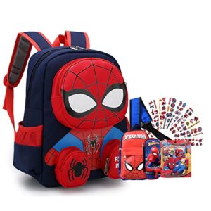 nulwusk kids school backpack for boys girls, bundle with 16" inch school backpack with crossbody backpack, stickers, pencil case, notebook