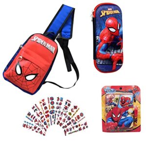 Nulwusk Kids School Backpack For Boys Girls, Bundle with 16" Inch School Backpack with Crossbody Backpack, Stickers, pencil case, Notebook