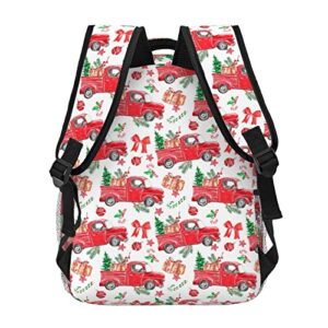 BoeHiop Christmas Red Truck Fir Tree Candy Cane Lightweight Laptop Backpack for Women Men College Bookbag Casual Daypack Travel Bag