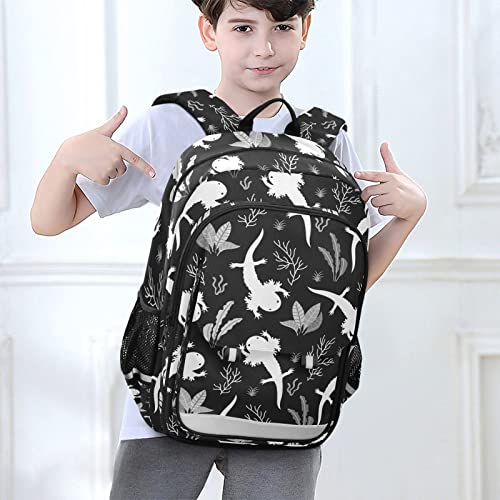 Glaphy Vintage Axolotl Fish Pattern Backpack Lightweight Laptop Backpack School Bag Student Travel Daypack with Reflective Stripes