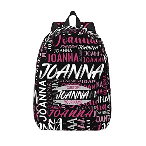 Husguciy Custom Backpack with Name, Personalized Bookbag for Boys Girls Kids, Customized School Bag for School Office Travel (Black Pink)