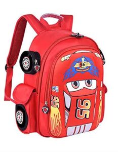 minghai kids truck car backpack waterproof cartoon comic kindergarten children preprimary school boys backpack (red)