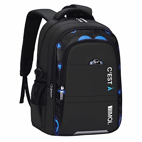 HANXIUCAO Backpack for Boys Wear-Resistant Hidden Pocket on Back Large Capacity Book bags Primary Middle School (Black)