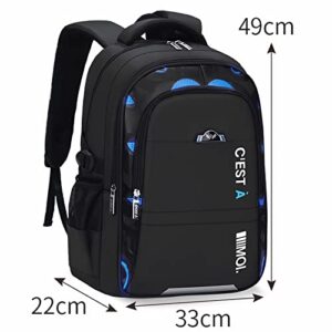 HANXIUCAO Backpack for Boys Wear-Resistant Hidden Pocket on Back Large Capacity Book bags Primary Middle School (Black)