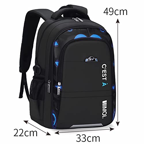 HANXIUCAO Backpack for Boys Wear-Resistant Hidden Pocket on Back Large Capacity Book bags Primary Middle School (Black)