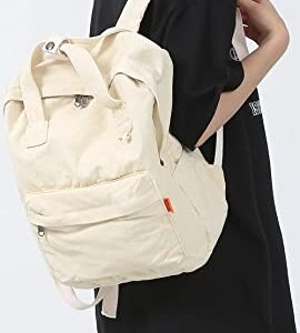 MaxxCloud Vintage Canvas Backpack Purse Tote Satchel Hiking Daypack Travel Bag Handbag Rucksack (583 beige)