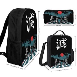 qmuzwed 17" Anime Backpack with Lunch Box and Pencil Bag, Durable College Laptop Bag, Lightweight Daypack for Traveling Work (DS-6)