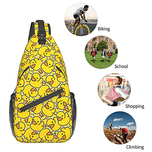 PVBKZ Yellow Duck Sling Bag Crossbody Duck Sling Backpack Travel Hiking Chest Bags Shoulder Sports Daypack for Women Men