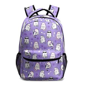 dacawin cat backpack cute cats animal pattern bookbag lightweight elementary kindergarten schoolbag purple kids backpacks for girls boys hiking traveling camping