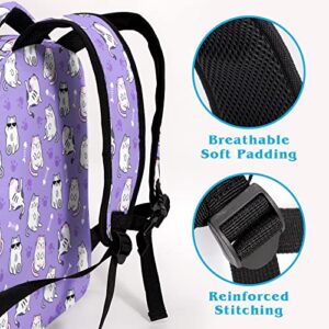 Dacawin Cat Backpack Cute Cats Animal Pattern Bookbag Lightweight Elementary Kindergarten Schoolbag Purple Kids Backpacks for Girls Boys Hiking Traveling Camping