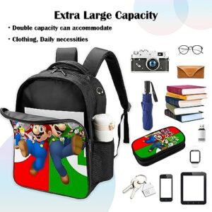 bizzico 3PCS Set Game Backpack with Lunch Box, Cartoon Laptop Bag with Lunch Bag, Stylish Daypack Classic 17inch Shoulders Backpack