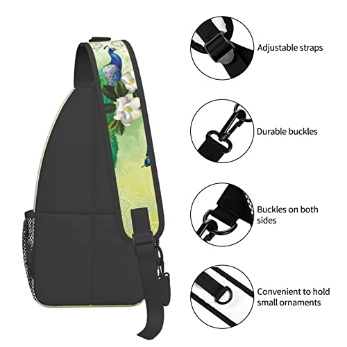 BCQJNB Peacock Boho Sling Backpack Crossbody Shoulder Bag Travel Hiking Daypack Gifts