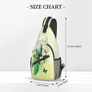 BCQJNB Peacock Boho Sling Backpack Crossbody Shoulder Bag Travel Hiking Daypack Gifts