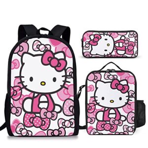 dhucqze 3pcs lightweight backpack set fashion laptop backpack insulated lunch box pencil case travel shoulder bag daypack