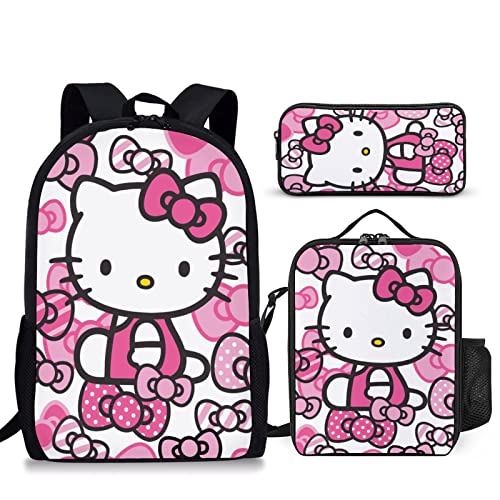 Dhucqze 3Pcs Lightweight Backpack Set Fashion Laptop Backpack Insulated Lunch Box Pencil Case Travel Shoulder Bag Daypack