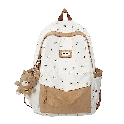 GLIGLITTR Kawaii Backpack for Women Lightweight Travel Casual Backpack Cute Shoulder Bag Lady College Aesthetic Backpack(Khaki,One Size)