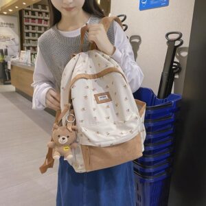 GLIGLITTR Kawaii Backpack for Women Lightweight Travel Casual Backpack Cute Shoulder Bag Lady College Aesthetic Backpack(Khaki,One Size)