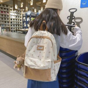 GLIGLITTR Kawaii Backpack for Women Lightweight Travel Casual Backpack Cute Shoulder Bag Lady College Aesthetic Backpack(Khaki,One Size)