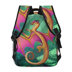 DUAHUAZAI Kid's Backpack Wings Dragons Fire School Bag For Teens Girls Women Laptop Daypack Sturdy Waterproof Book Bags