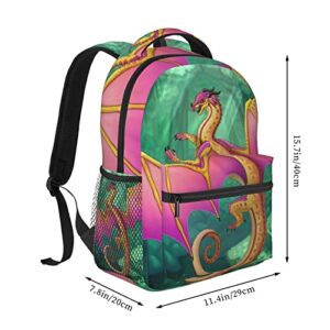 DUAHUAZAI Kid's Backpack Wings Dragons Fire School Bag For Teens Girls Women Laptop Daypack Sturdy Waterproof Book Bags