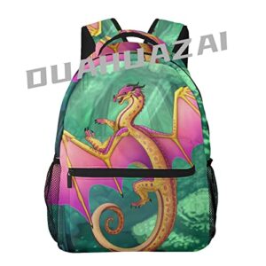 DUAHUAZAI Kid's Backpack Wings Dragons Fire School Bag For Teens Girls Women Laptop Daypack Sturdy Waterproof Book Bags