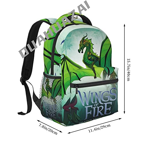 DUAHUAZAI Kid's Backpack Wings Dragon Fire School Bag For Girls Men Laptop Daypack Hiking Lightweight Book Bags