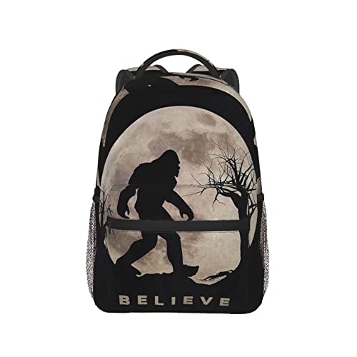 UIHIKE Funny Bigfoot Sasquatch Full Moon Stylish Casual Backpack Purse For Women Personalized Laptop Backpacks With Multiple Pockets Computer Daypack For Work Business Travel