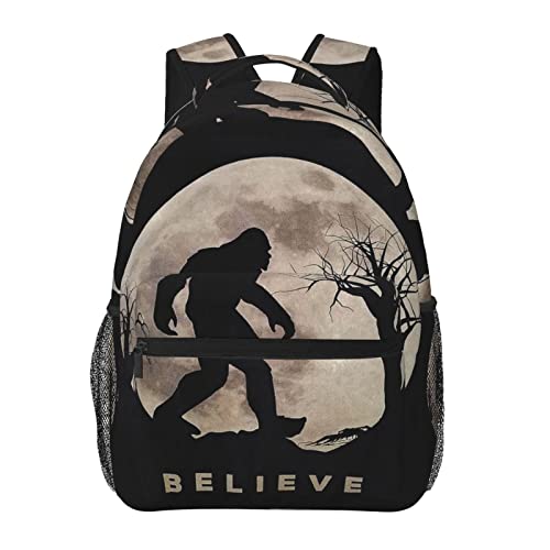 UIHIKE Funny Bigfoot Sasquatch Full Moon Stylish Casual Backpack Purse For Women Personalized Laptop Backpacks With Multiple Pockets Computer Daypack For Work Business Travel