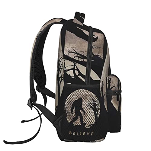 UIHIKE Funny Bigfoot Sasquatch Full Moon Stylish Casual Backpack Purse For Women Personalized Laptop Backpacks With Multiple Pockets Computer Daypack For Work Business Travel