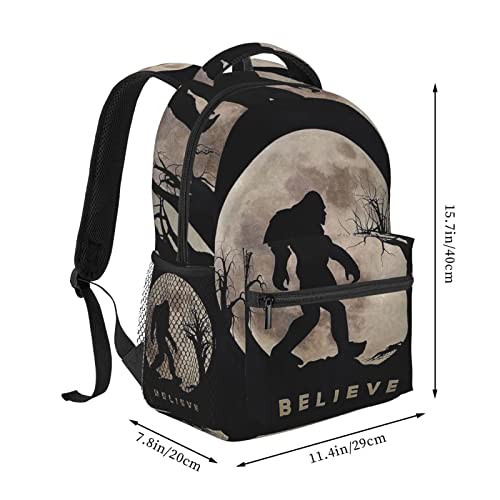 UIHIKE Funny Bigfoot Sasquatch Full Moon Stylish Casual Backpack Purse For Women Personalized Laptop Backpacks With Multiple Pockets Computer Daypack For Work Business Travel