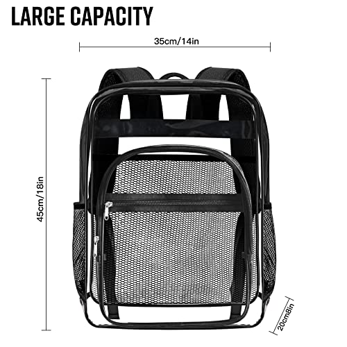 Clear Backpack Large Backpack Heavy Duty Sturdy Shape Transparent Backpack (C-Clear)