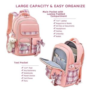 XINWLL Backpack for Girls, 15.6 Inch Laptop School Bag Kids Kindergarten Elementary College Backpacks Large Bookbags for Teen Girls Women Students Casual Travel Daypacks