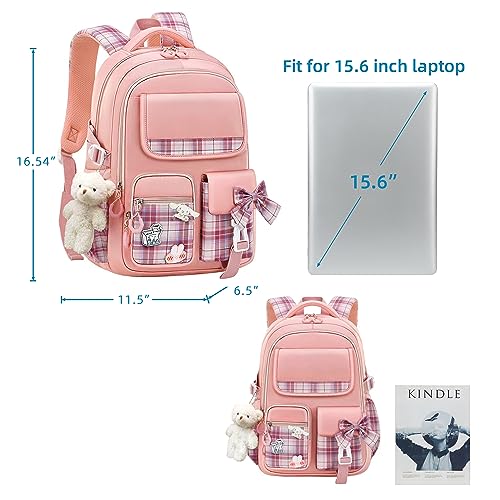 XINWLL Backpack for Girls, 15.6 Inch Laptop School Bag Kids Kindergarten Elementary College Backpacks Large Bookbags for Teen Girls Women Students Casual Travel Daypacks