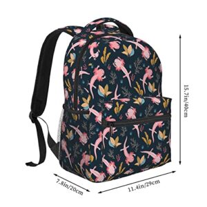 Niuyoif Cute Axolotl Large Backpack For Men Women Personalized Laptop Tablet Travel Daypacks Shoulder Bag