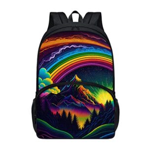 porclay rainbow aurora backpack kids school preschool elementary girl bookbag cute aesthetic preppy school bag for girls 3-5 durable laptop rucksack daypack