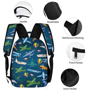 oallpu Cartoon Airplanes Backpack, Stylish Laptop Bag Cool Shoulders Backpack with Adjustable Shoulder Strap, Lightweight Planes Daypack(Airplanes & Star)