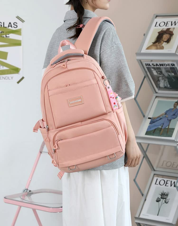 2023 Cute Aesthetic Backpack Preppy Backpack 15.6 Inch Laptop Backpacks College Book Bag Women Casual Travel Daypack (Pink,One Size)